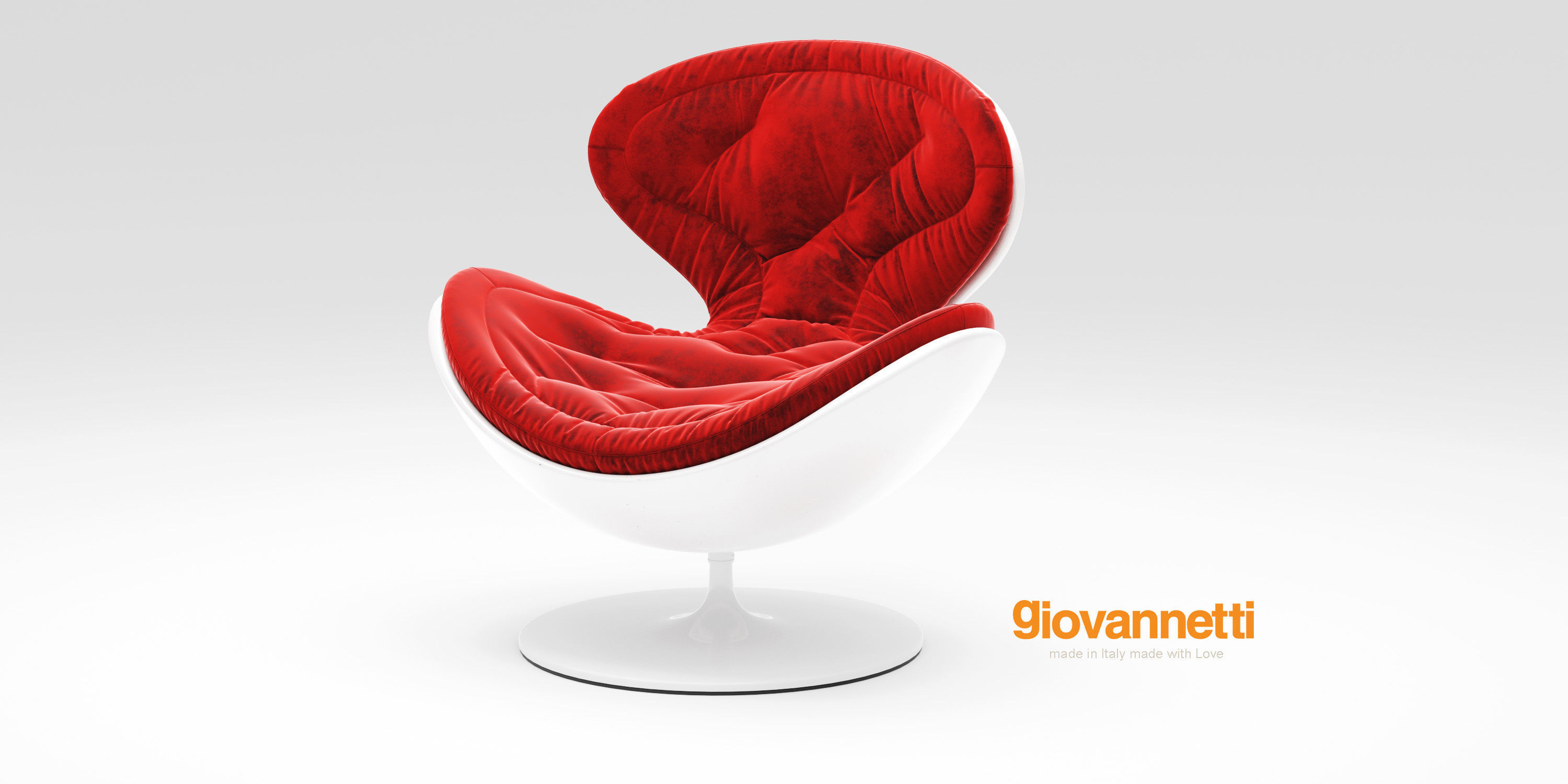 Giovannetti Jetsons Chair In Red Velvet And White Base 3D model | CGTrader