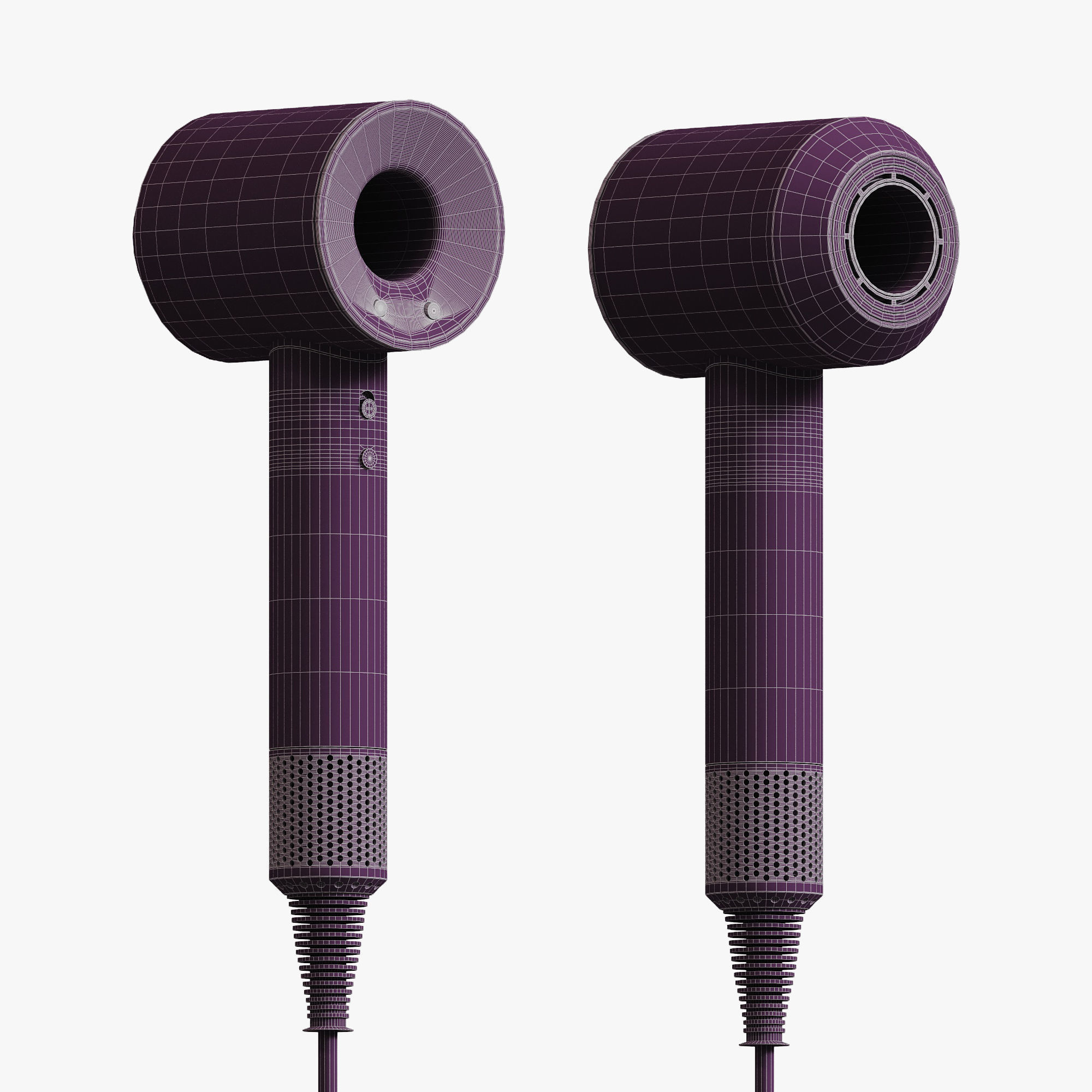 3D model Dyson Supersonic Hairdryer with attachments VR / AR / low-poly ...