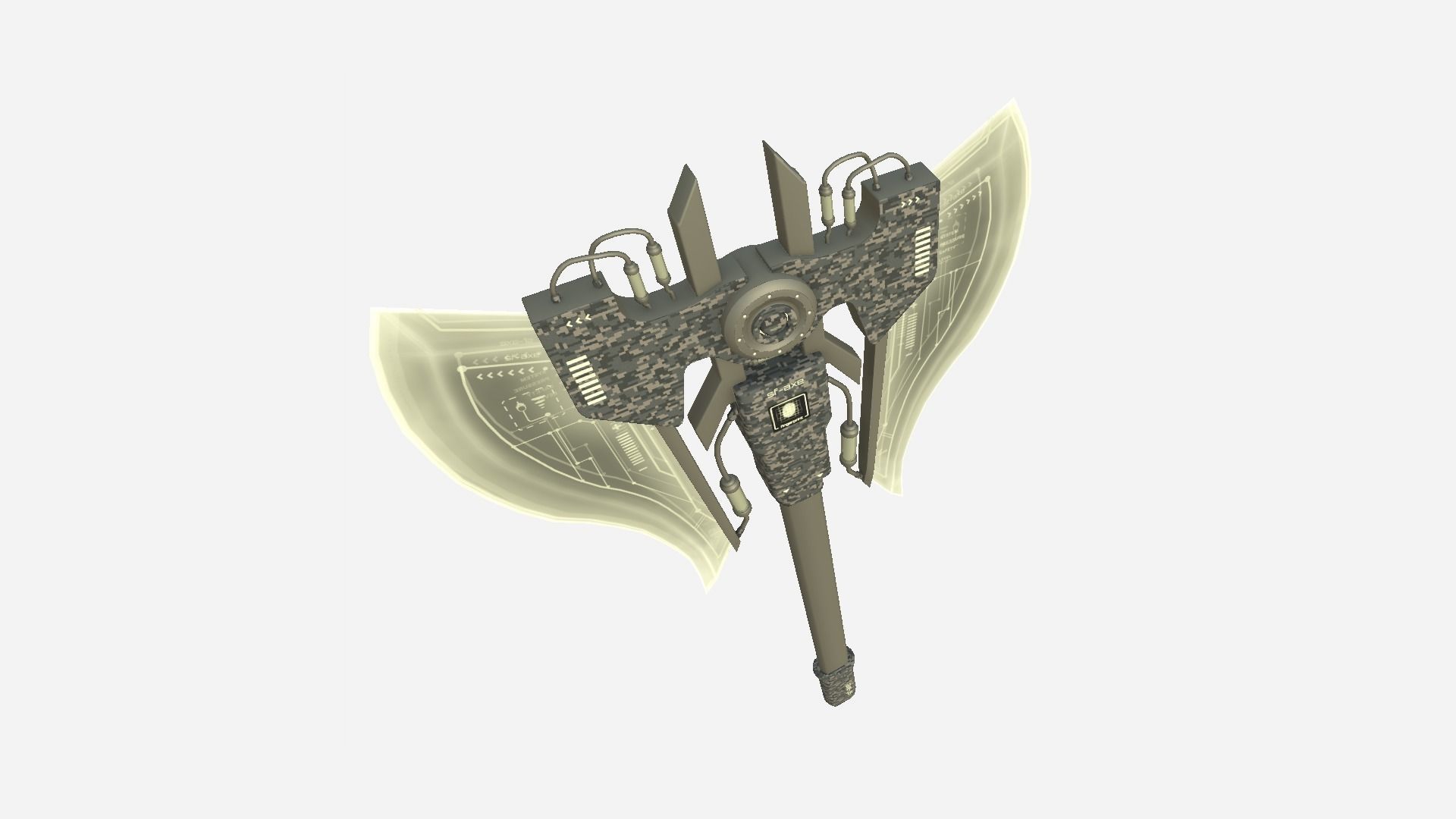 3D model SciFi War Axe B10 Digital Camo - Sci Fi Weapon Design VR / AR ...