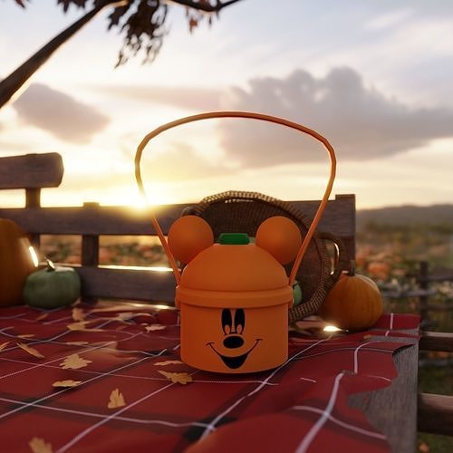 Mickey Mouse Bucket Pumpkin Purse 3D model | CGTrader