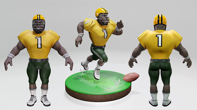 3D model American Football Touchdown Character 02A VR / AR / low-poly ...