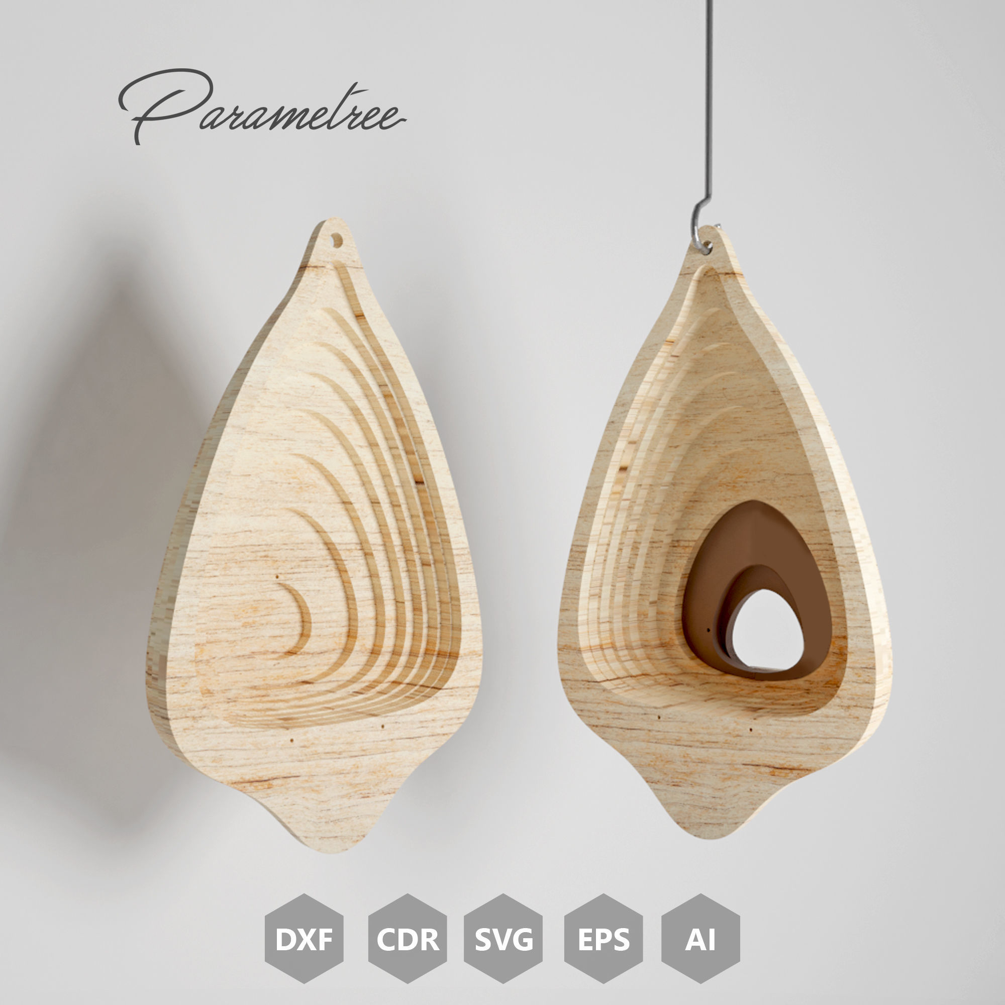parametric design birdhouse bird nest svg template dxf files 3D model ...