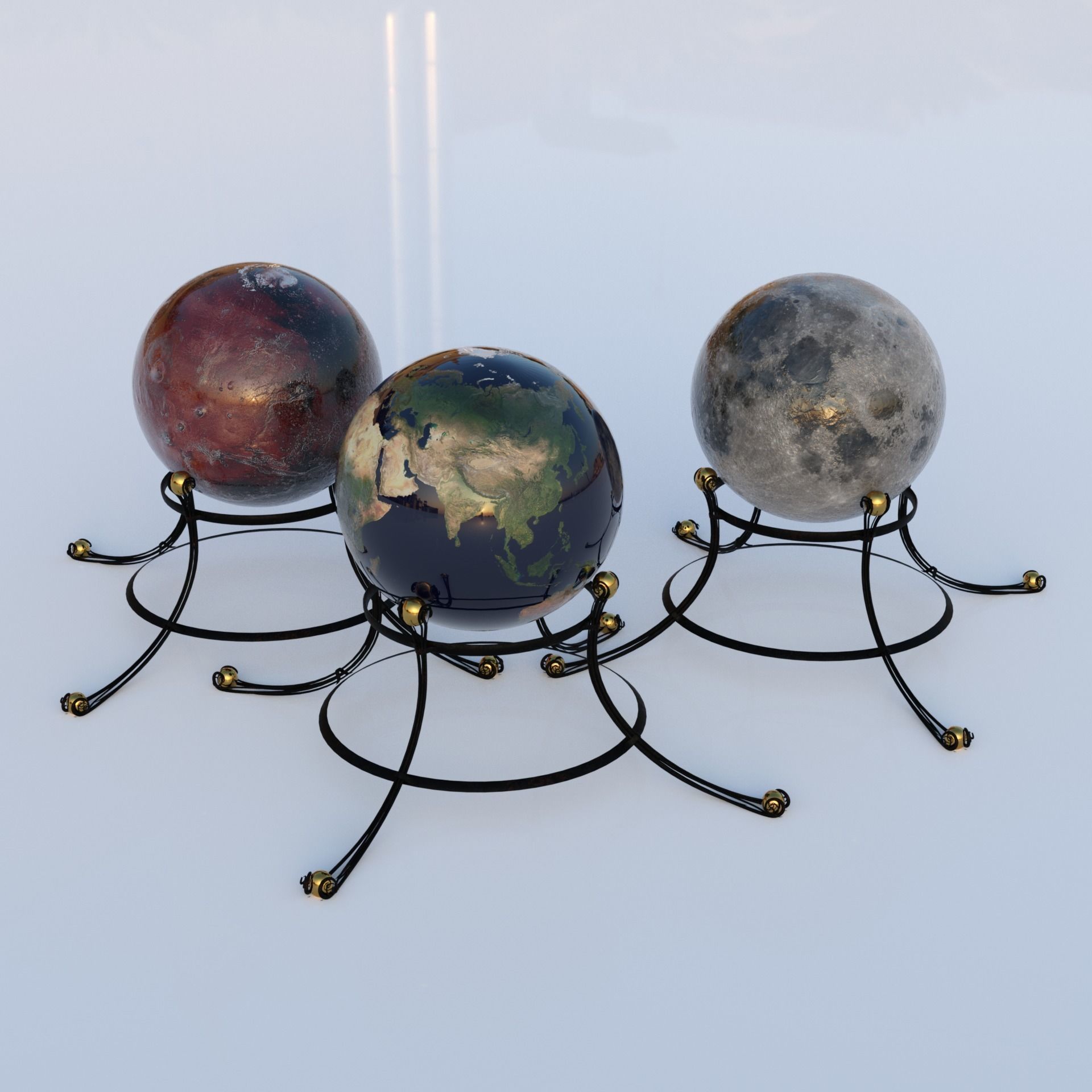3D model Earth moon and mars globe maps for DazStudio VR / AR / low ...