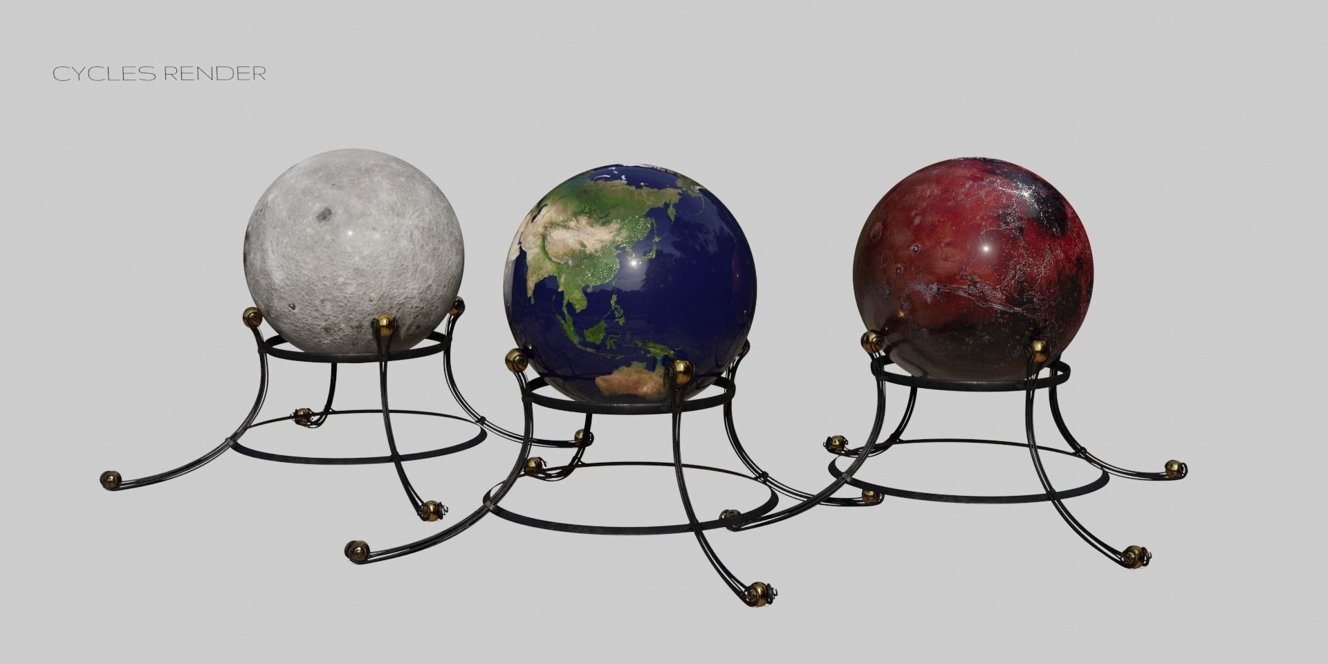 3d Model Collection Earth Moon And Mars Globe Maps Pack Vr Ar Low