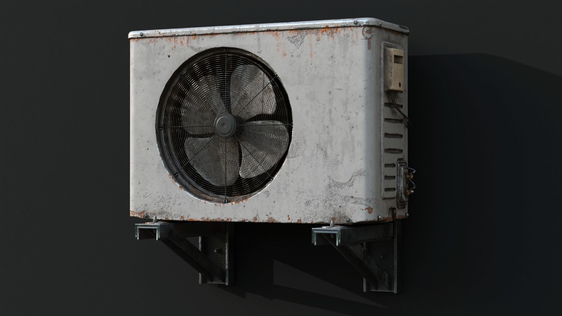 3D model AC-Unit air conditioner on orange wall VR / AR / low-poly ...