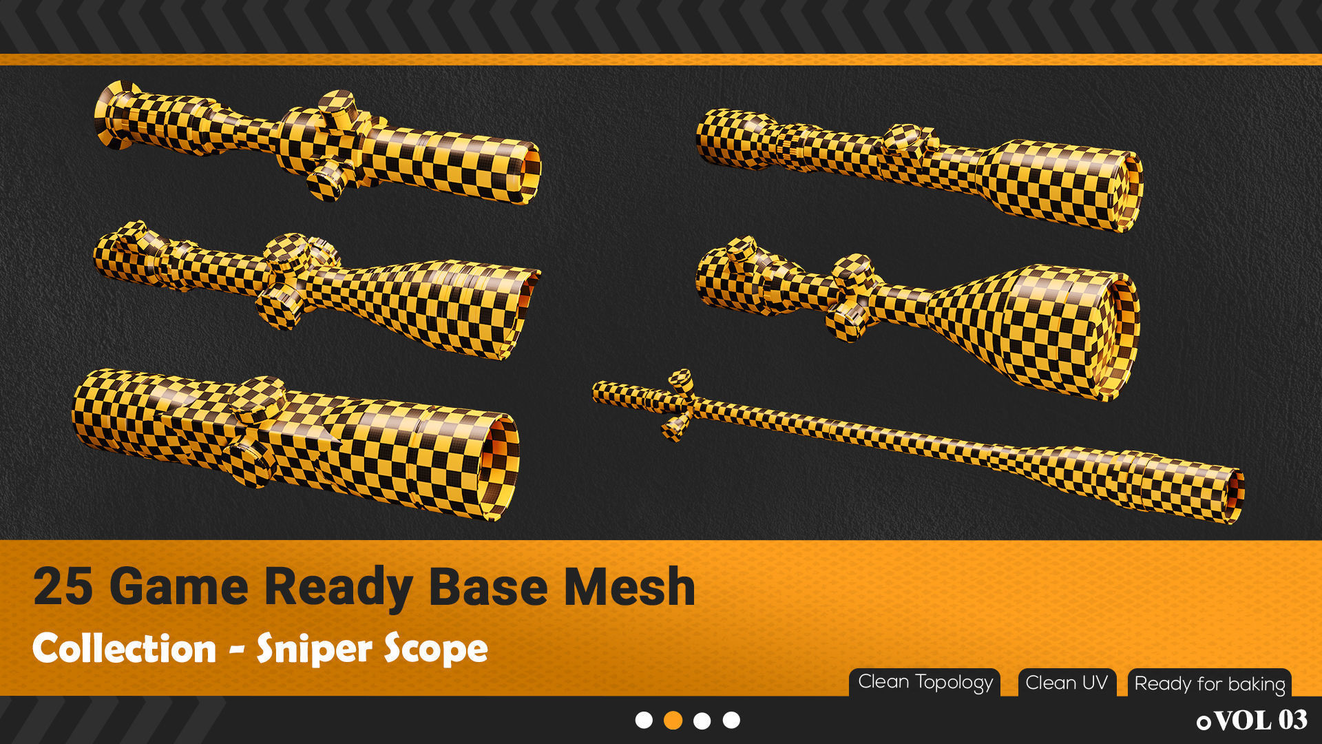 3D model 25 Sniper Rifles Scope Base Mesh - VOL 03 Game Ready VR / AR ...