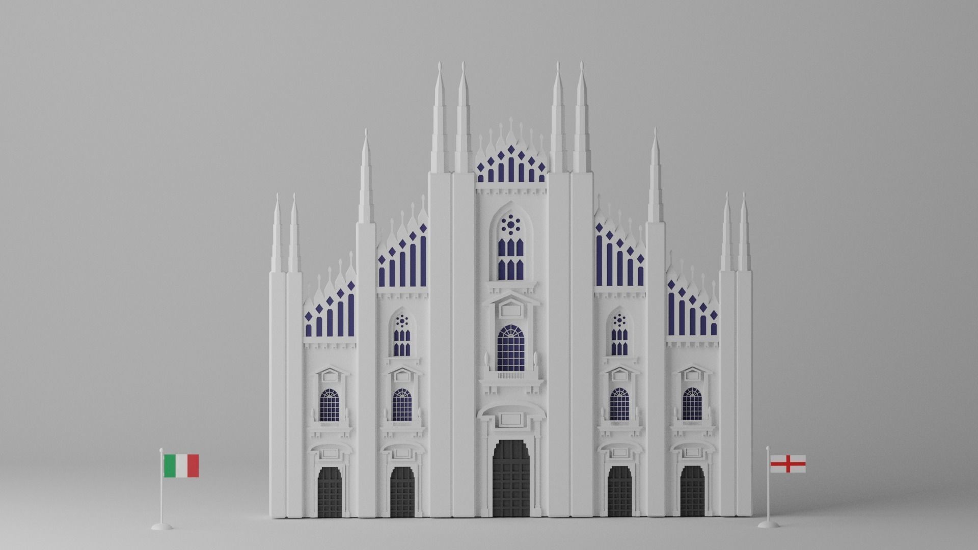3D model Milan Cathedral Duomo di Milano Facade VR / AR / low-poly ...