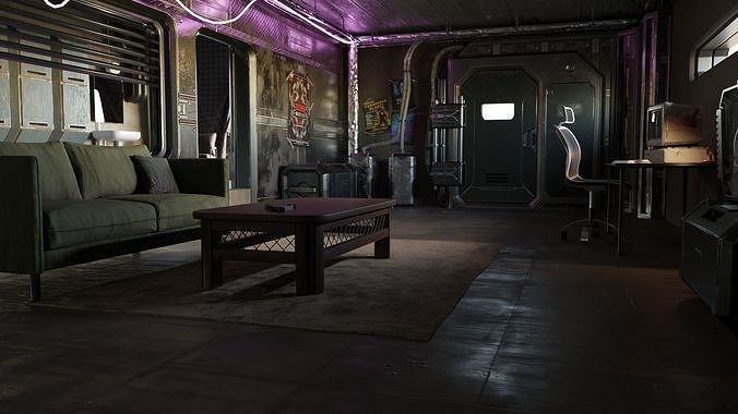 Cyberpunk Apartment Scene v10 3D model | CGTrader