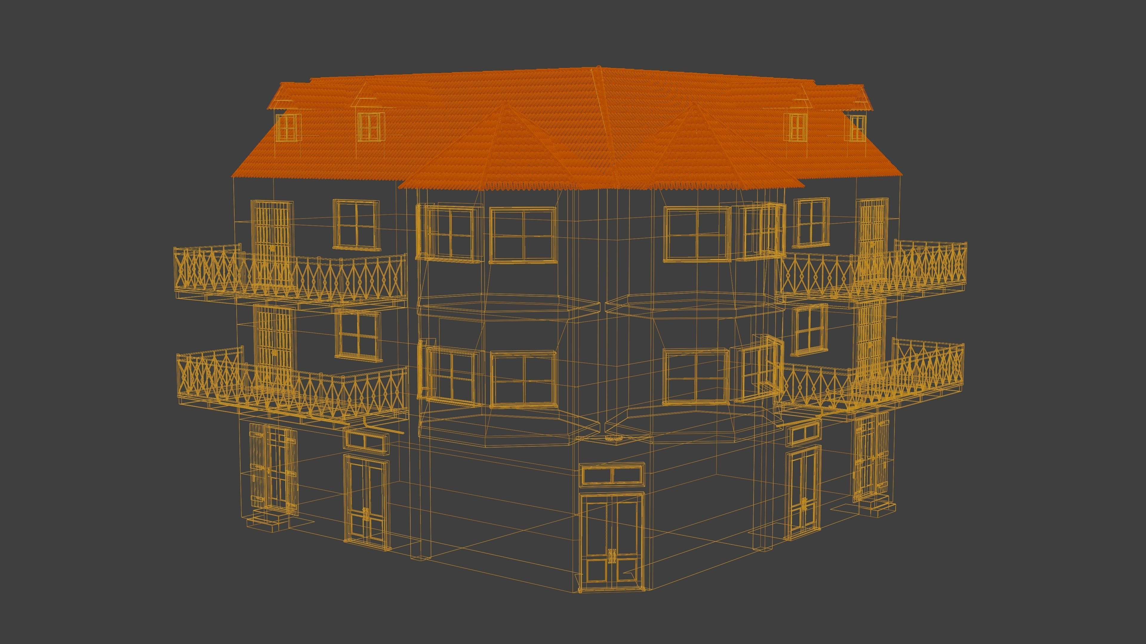 Dublex Brown House Corner 3D model | CGTrader