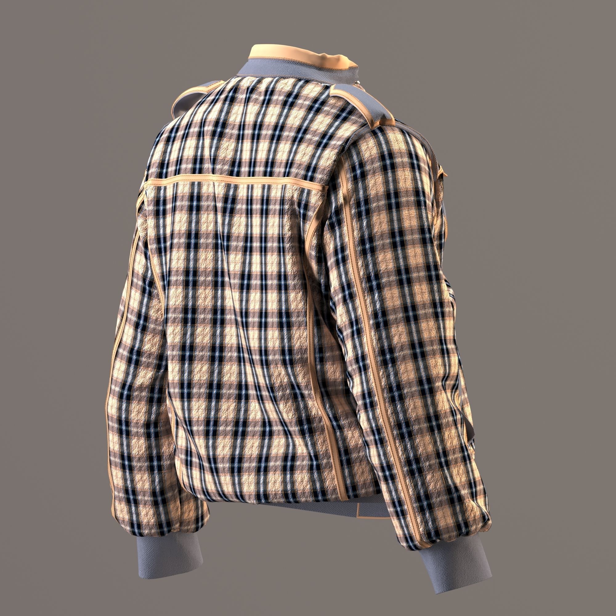 3d Fleece plaid jacket 3D model | CGTrader