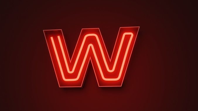 Neon W letter 3D model | CGTrader