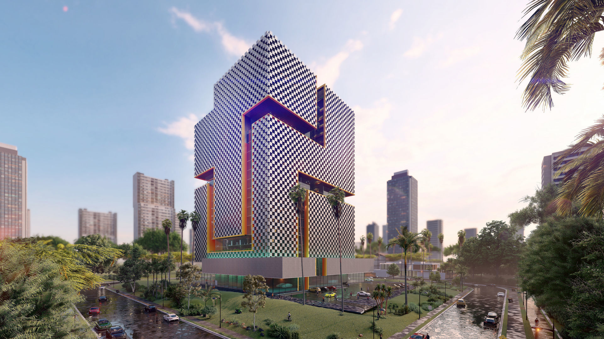 Tower in a city FULL Residential building Revit Lumion 3D model | CGTrader