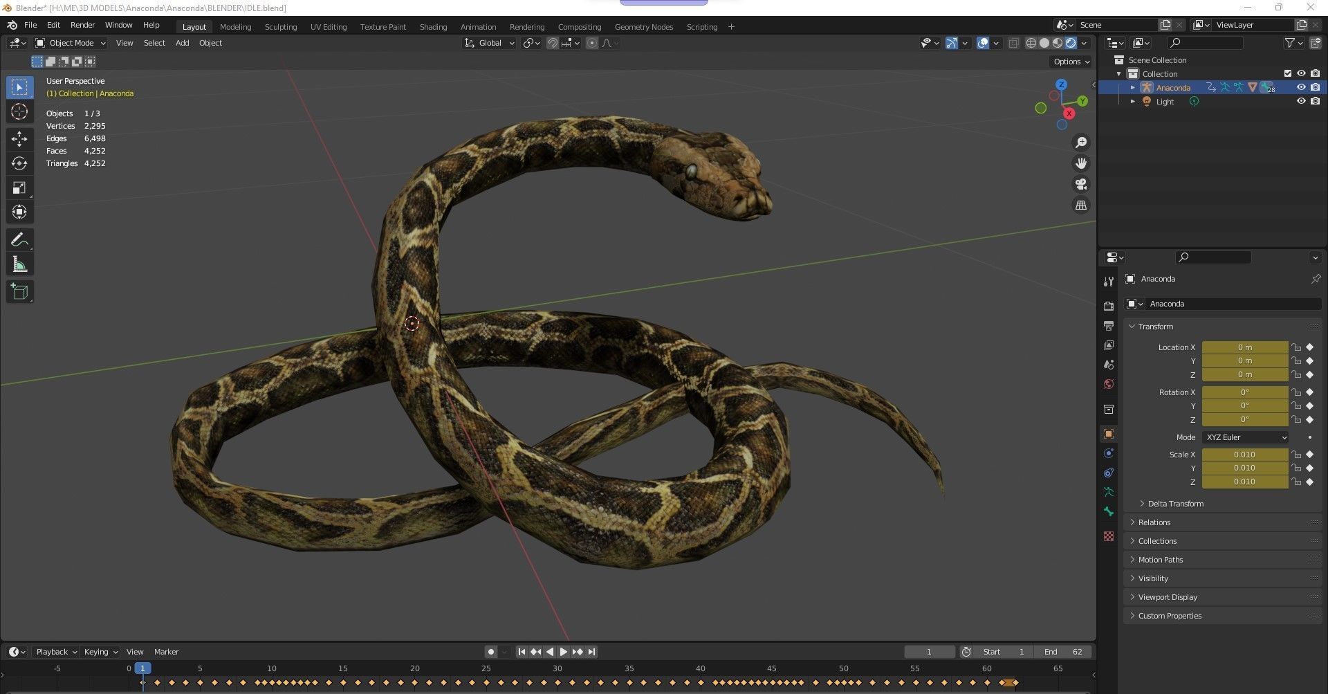 3D model Anaconda Animated VR / AR / low-poly | CGTrader