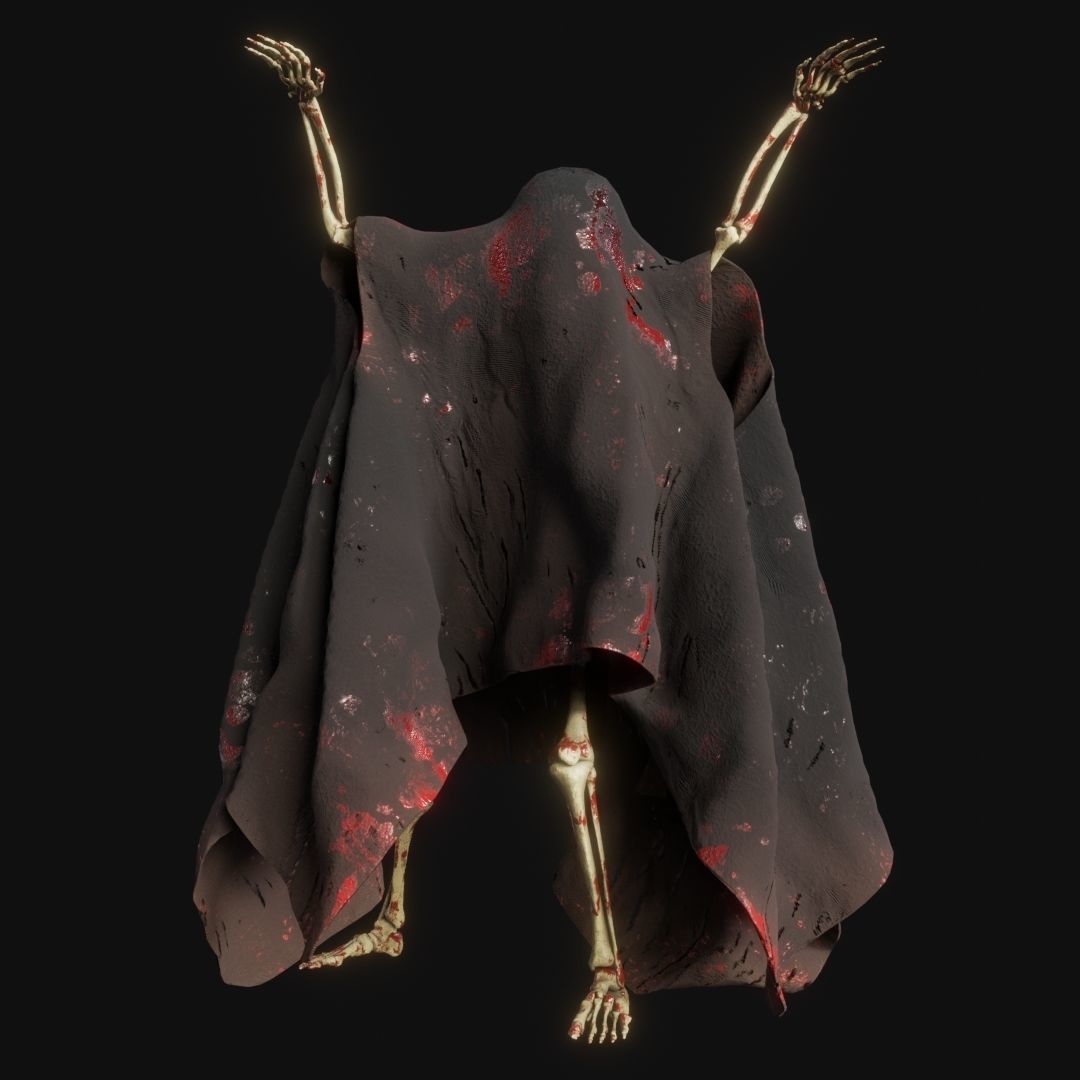 Halloween Skeleton bloody ghost pose 3D model | CGTrader