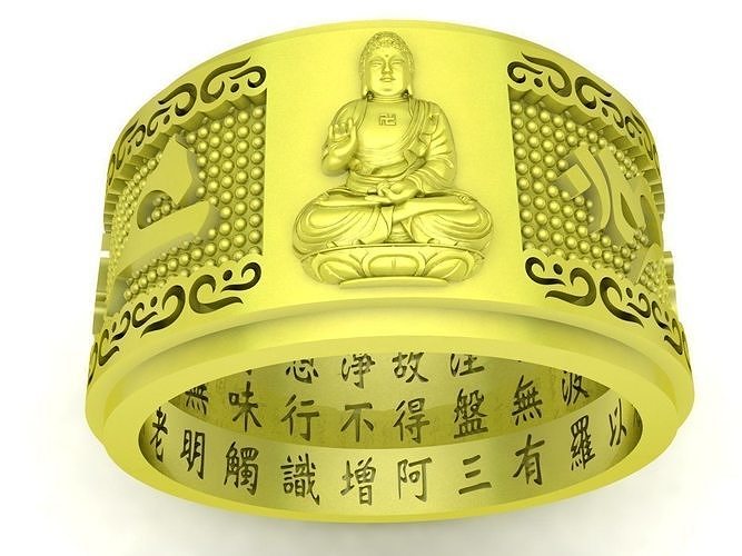 Buddha Heart Sutra ring 4053 3D model 3D printable | CGTrader