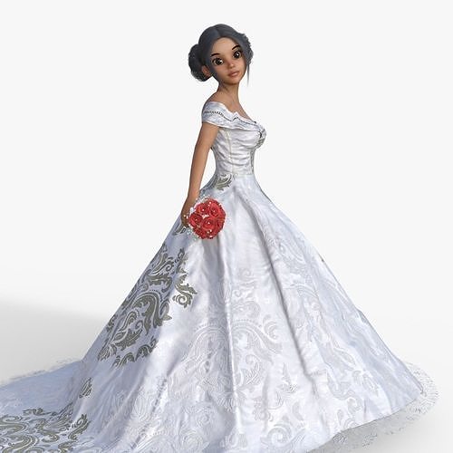 Cartoon Bride Rigged 3D model rigged | CGTrader