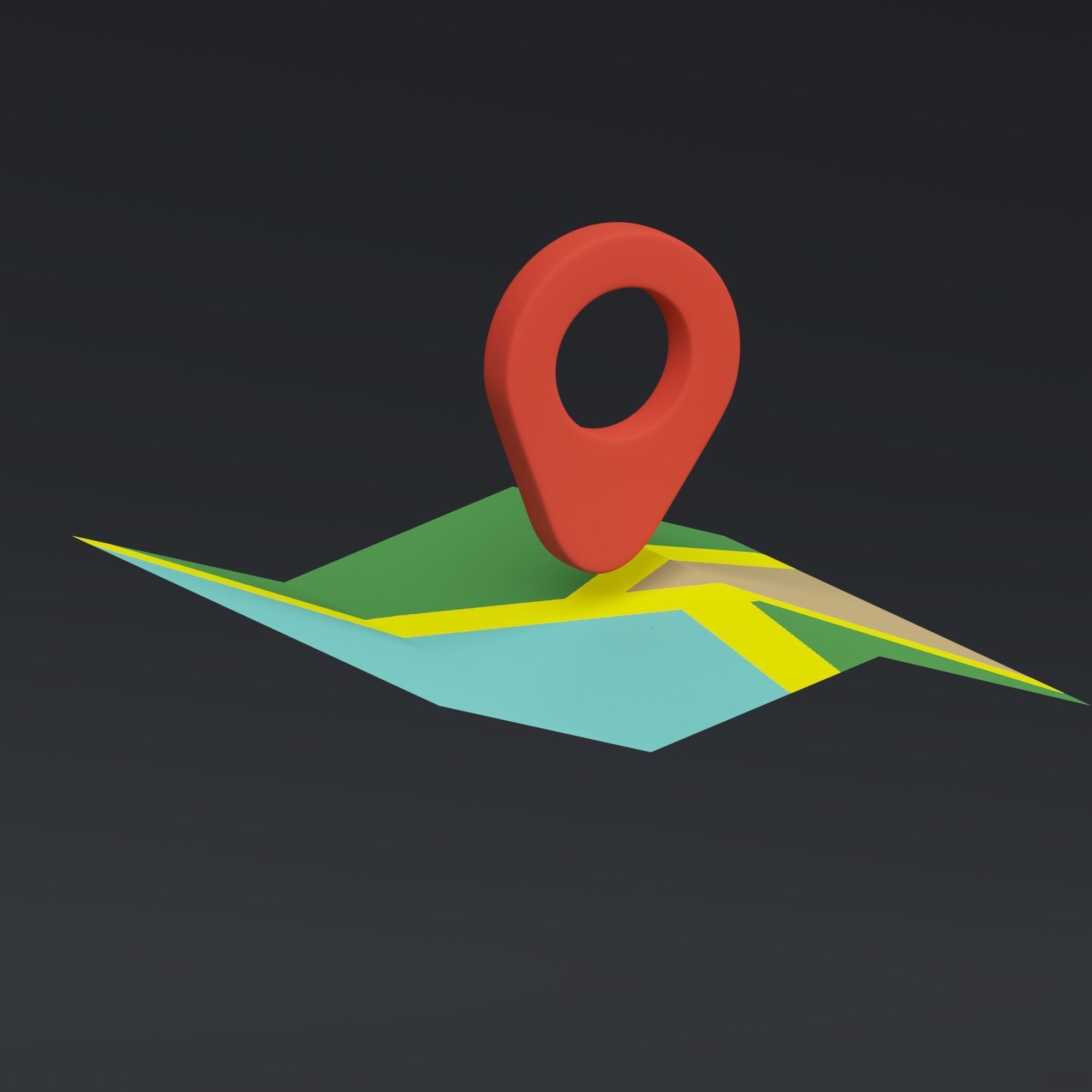 3D model Map - stylized icon VR / AR / low-poly | CGTrader