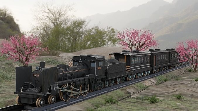 3D model Locomotive c5795 PBR Low poly game ready VR / AR / low-poly ...