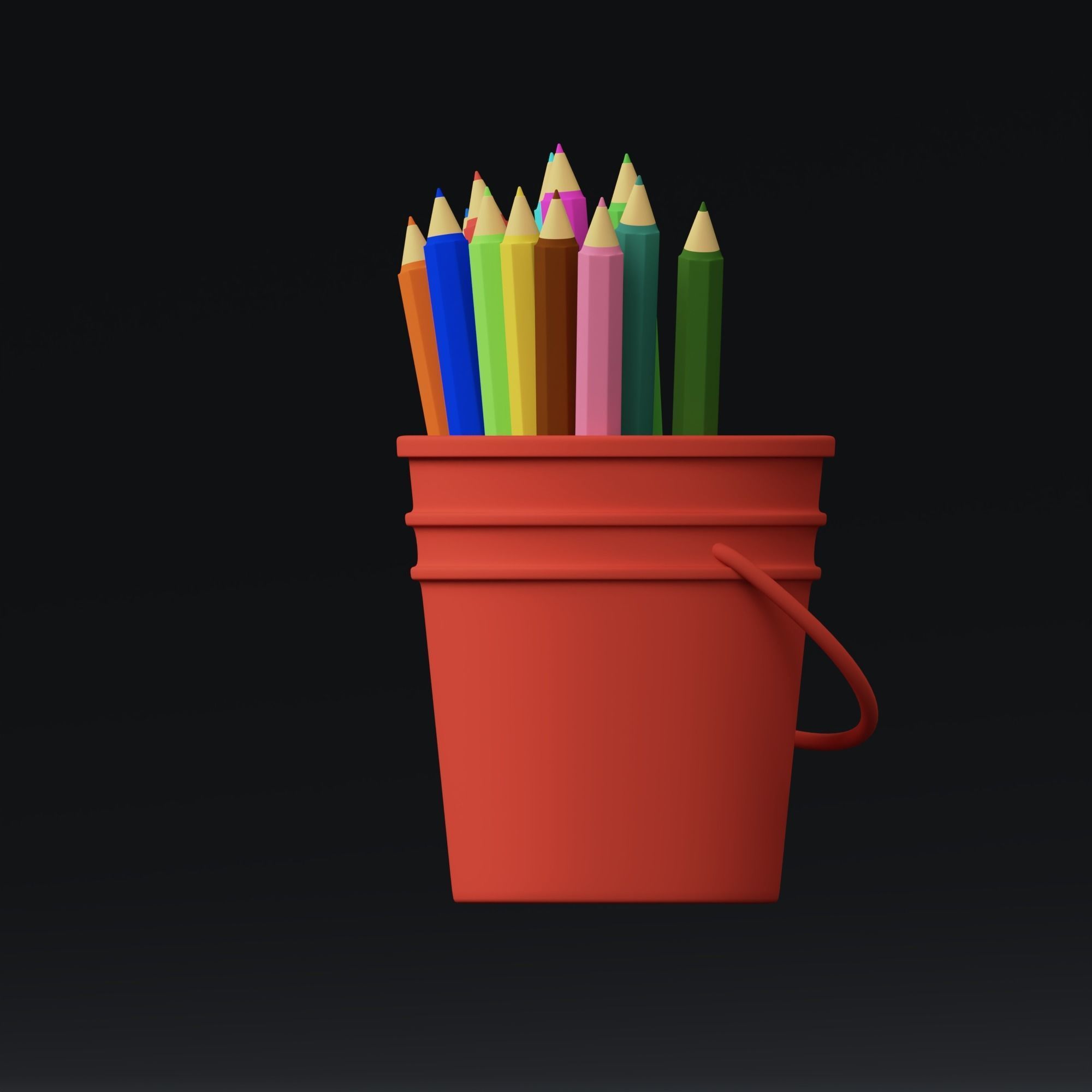 Bucket Pencil - stylized icon 3D model | CGTrader