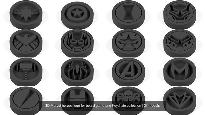 3D Marvel heroes logo for board game and Keychain collection | CGTrader
