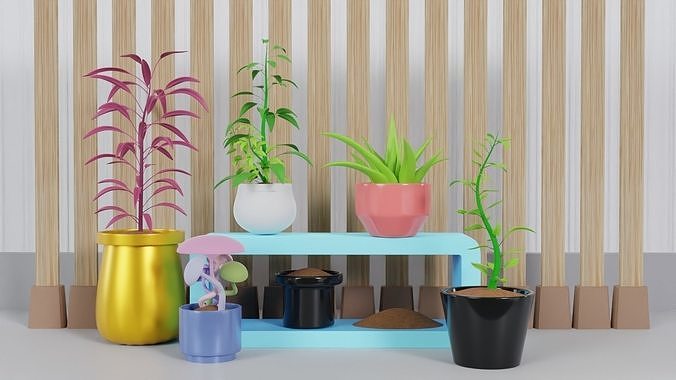 3D model Potted Plant Set - Interior Succulent Design - 3D Model VR ...