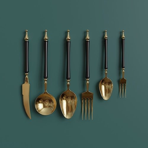 Modern reusable cutlery set 3D model | CGTrader