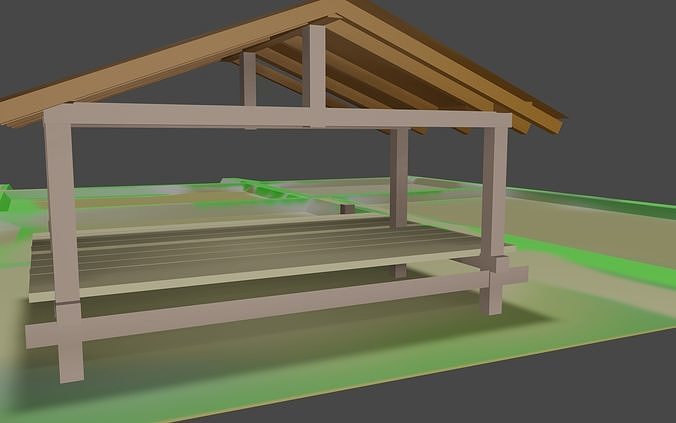 Simple cabin of rice farm low poly 3D model | CGTrader