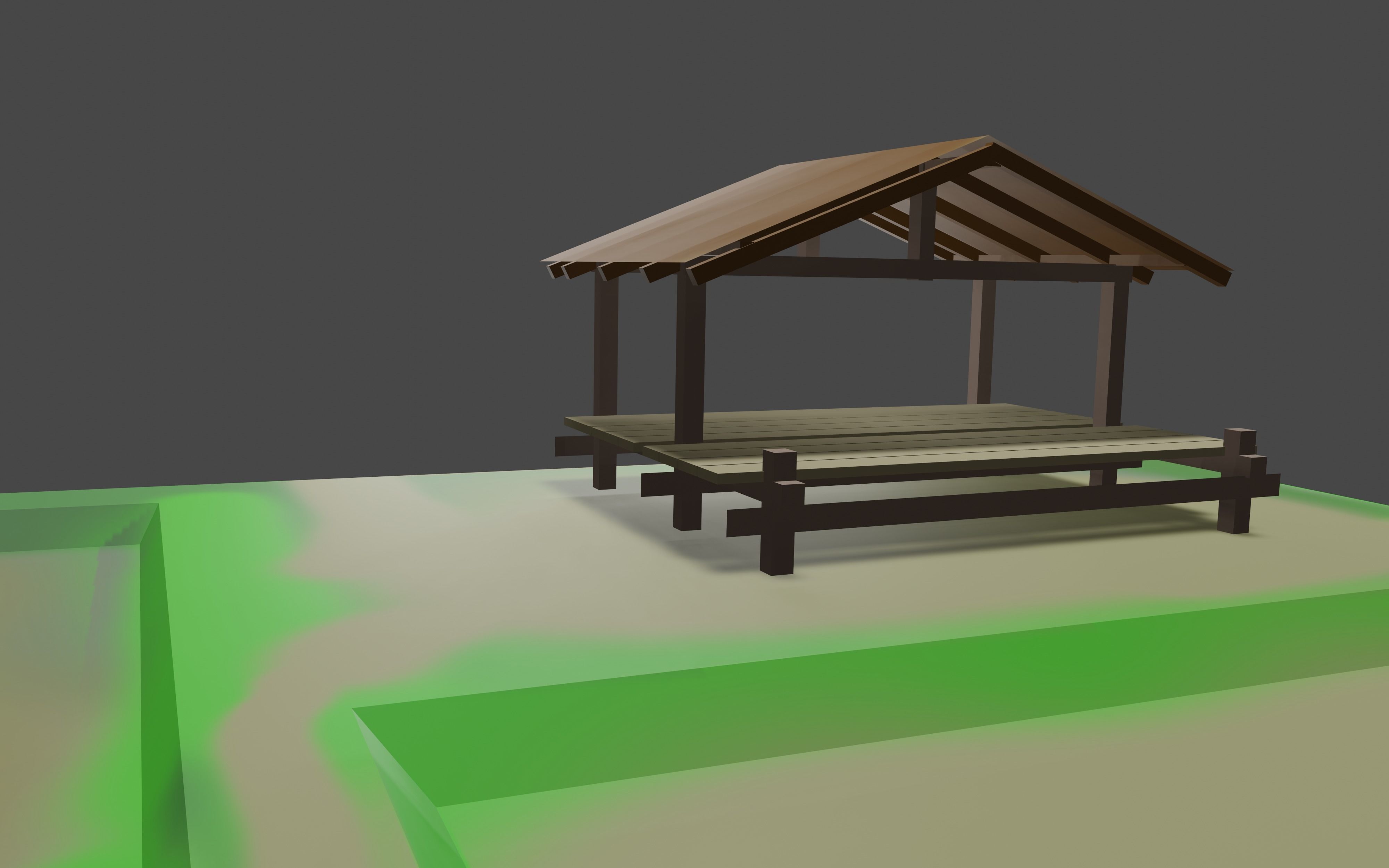 Simple cabin of rice farm low poly 3D model | CGTrader