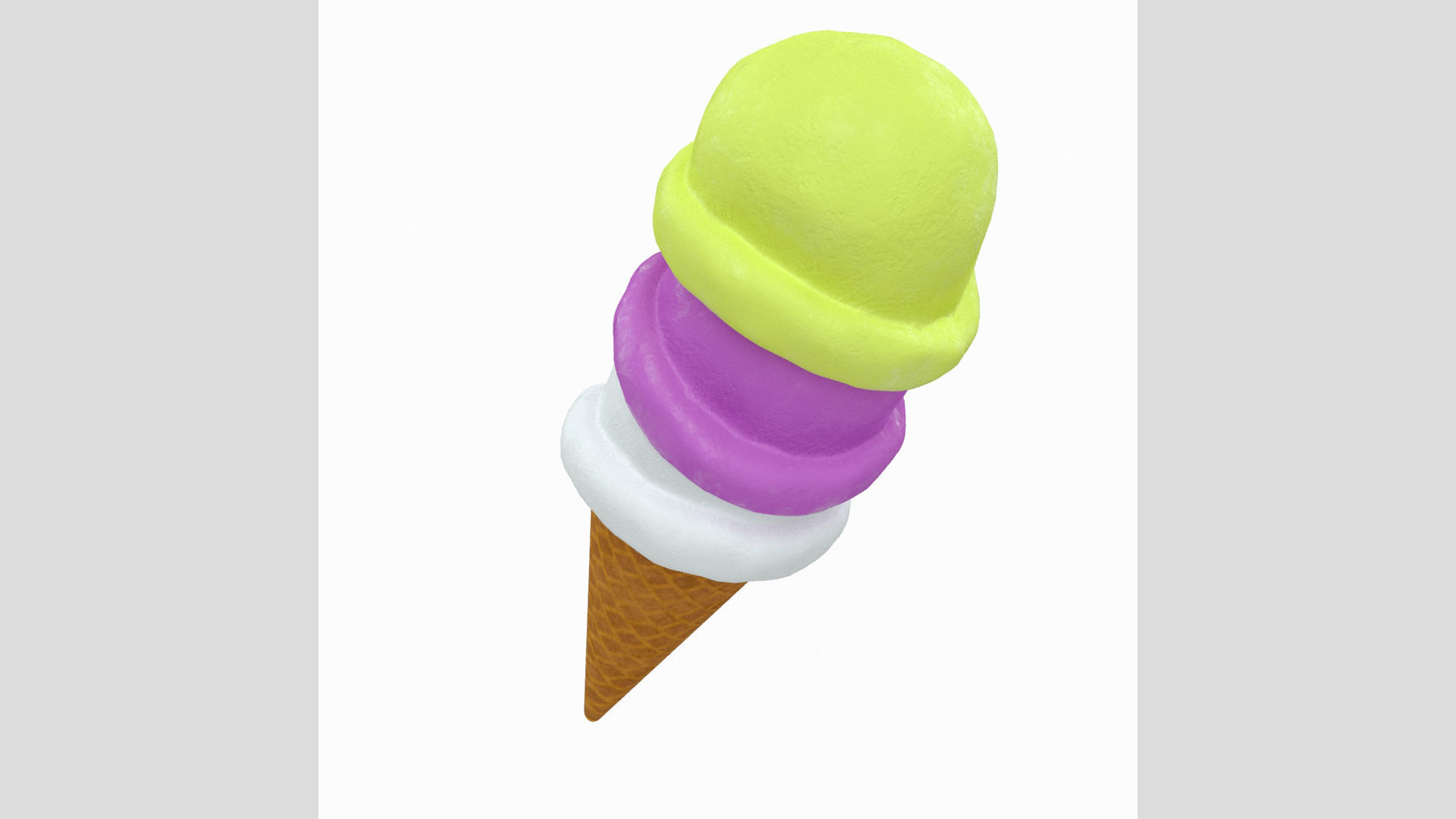 3D model Icecream Low Poly High Poly three ice cream cones VR / AR ...