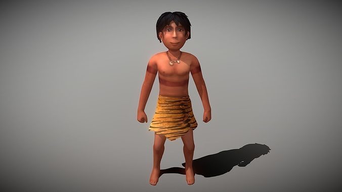 3D model Caveman Boy VR / AR / low-poly rigged animated | CGTrader