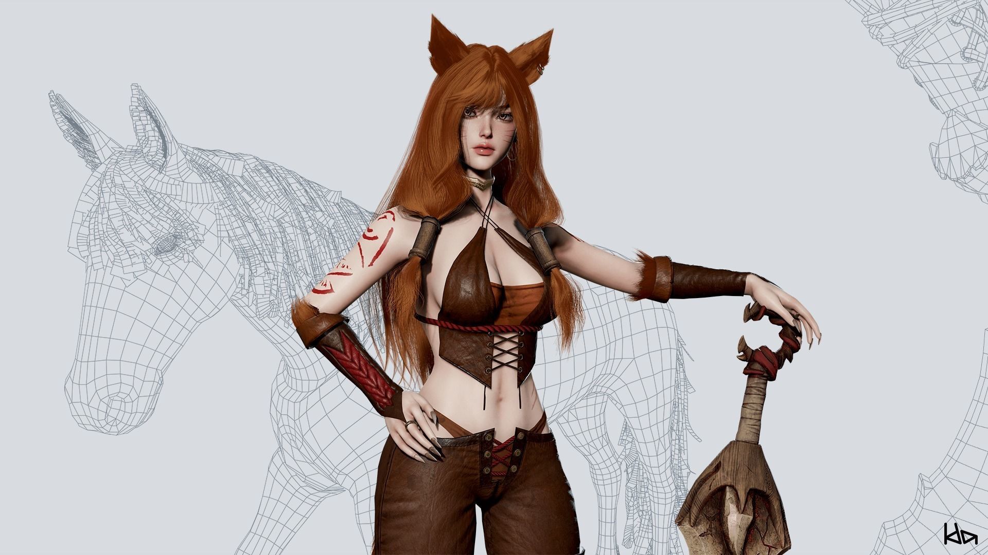 3D model Feral Girl Roca - Game Ready VR / AR / low-poly | CGTrader