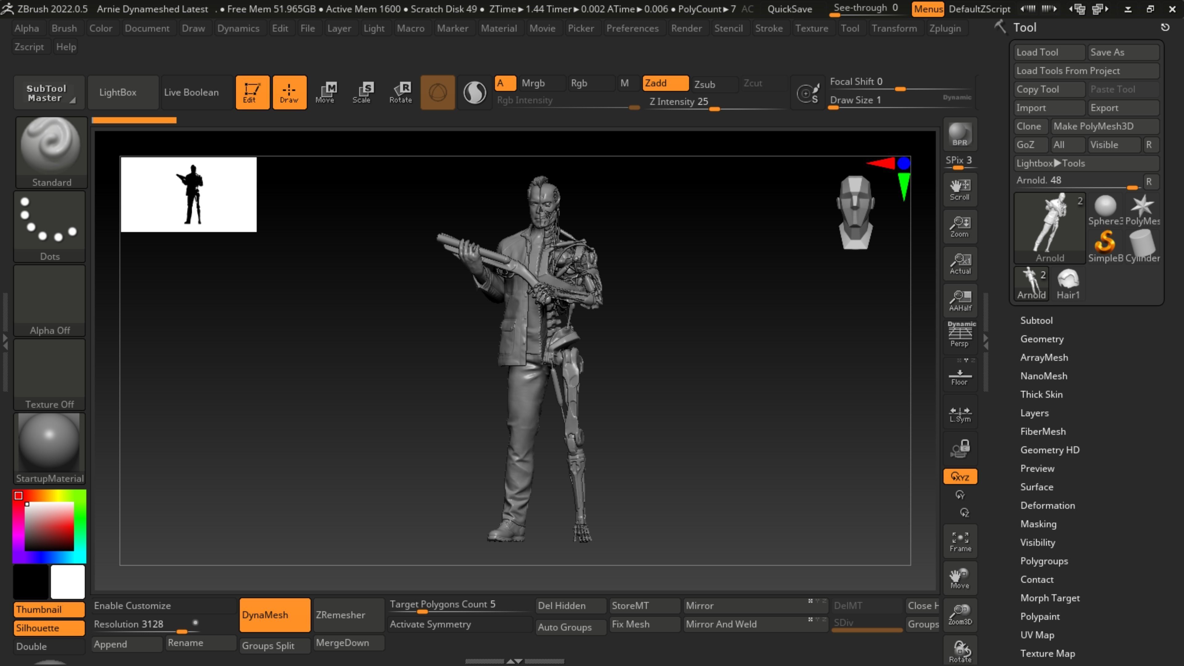 Terminator Arnold Schwarzenegger T800 Half Human Half Cyborg 3D 3D ...