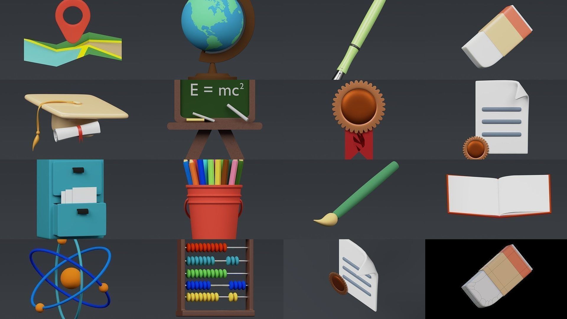 3D Model Collection School Icons VR / AR / low-poly | CGTrader