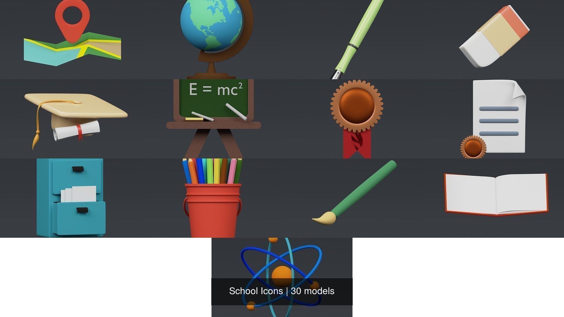 School Icons 3D Model Collection | CGTrader