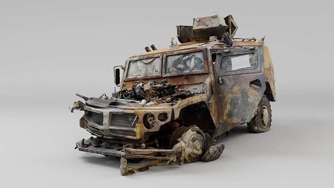 Tigr Tiger infantry mobility vehicle destroyed by Ukrainian army 3D ...