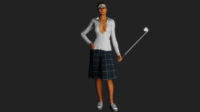 Girl with a golf club 3D model | CGTrader