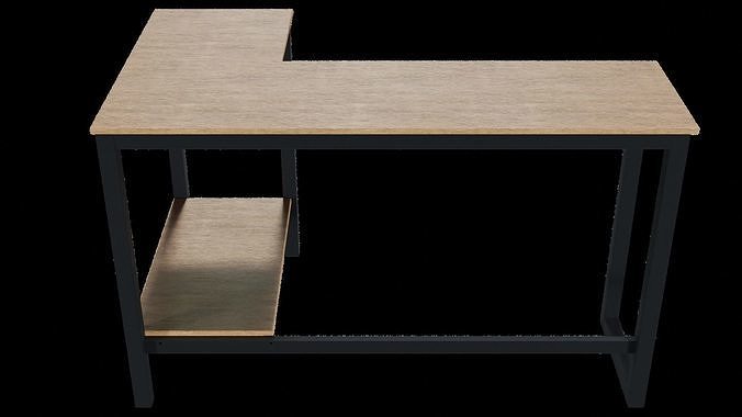 170 x 10 cm Wooden L - Table 3D model | CGTrader