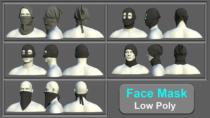 3D model Face Mask Low Poly With UV Vol 2 VR / AR / low-poly | CGTrader