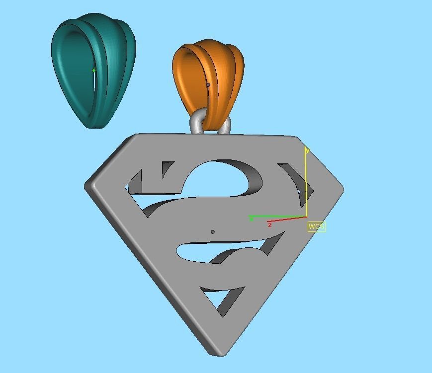 Superman Diamond Pendant 22mm wide Necklace 3D model 3D printable ...
