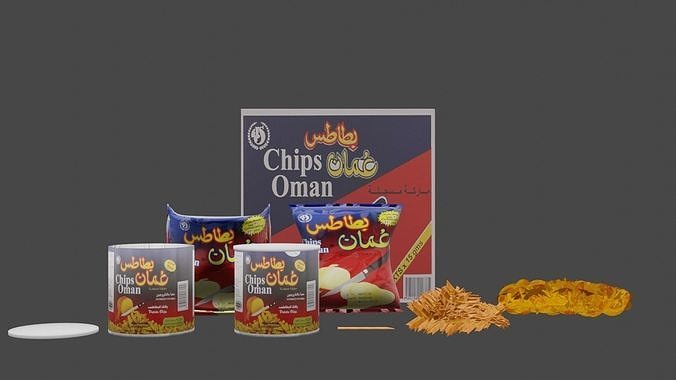 oman chips collection model 3D model | CGTrader