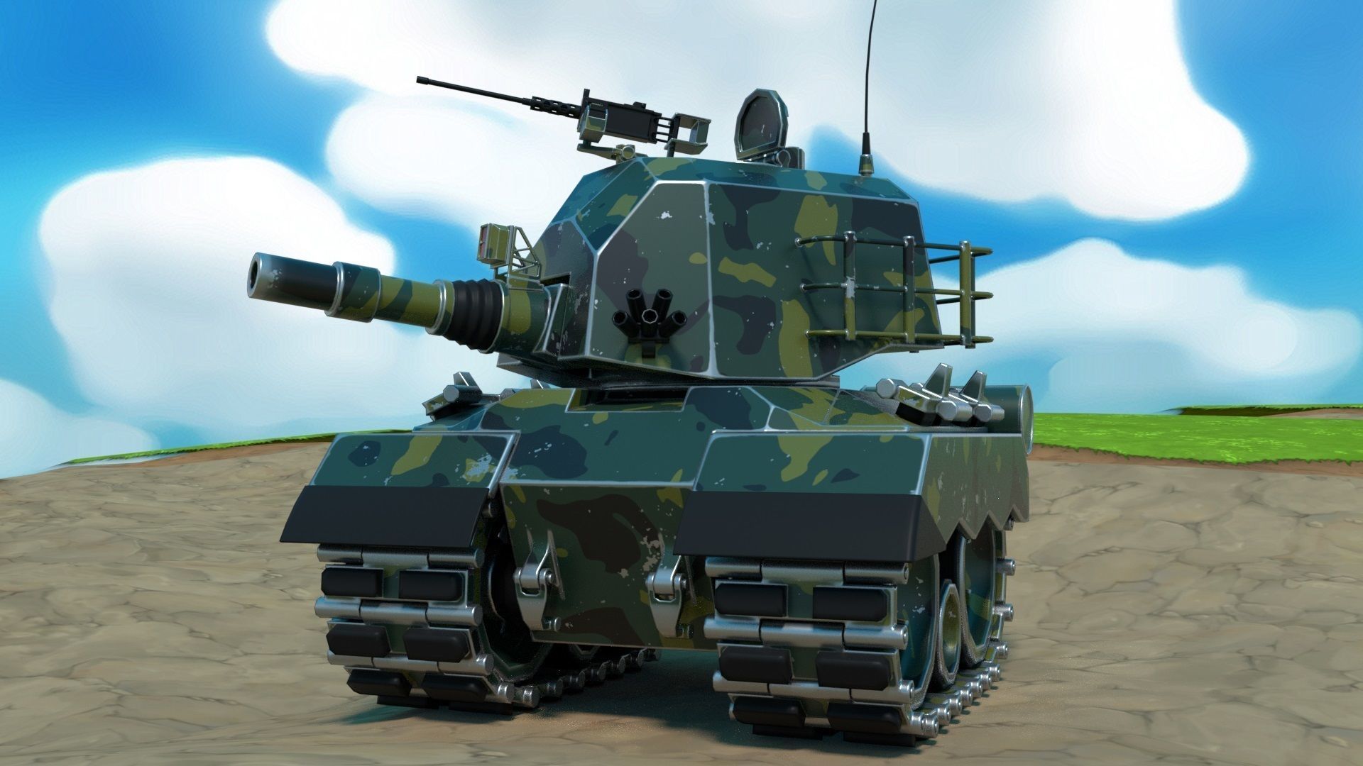 3D model Cartoon Low Poly Animated Tank VR / AR / low-poly | CGTrader