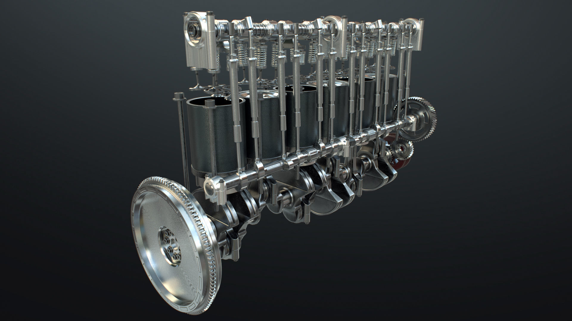INLINE 6 Engine Working Animated 3D model animated rigged | CGTrader