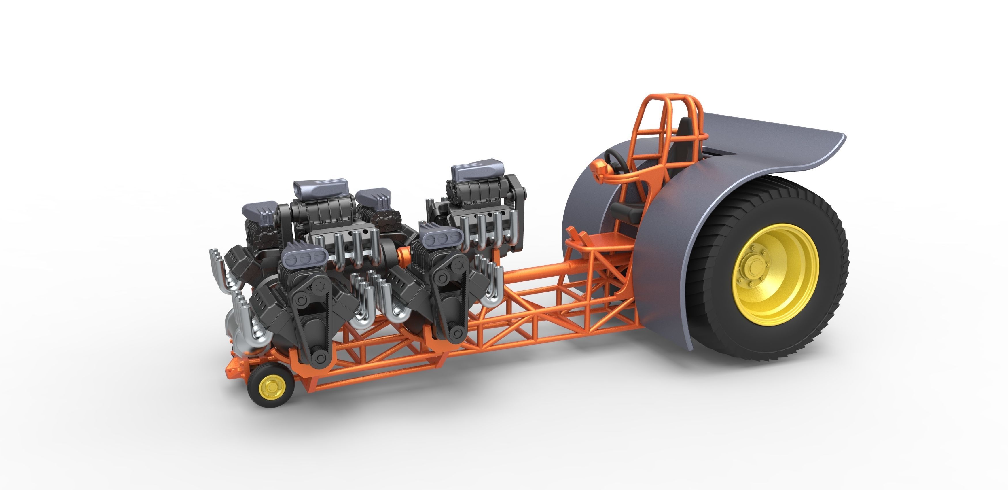 Pulling tractor with 6 engines V8 Version 2 Scale 1 to 25 3D model 3D ...