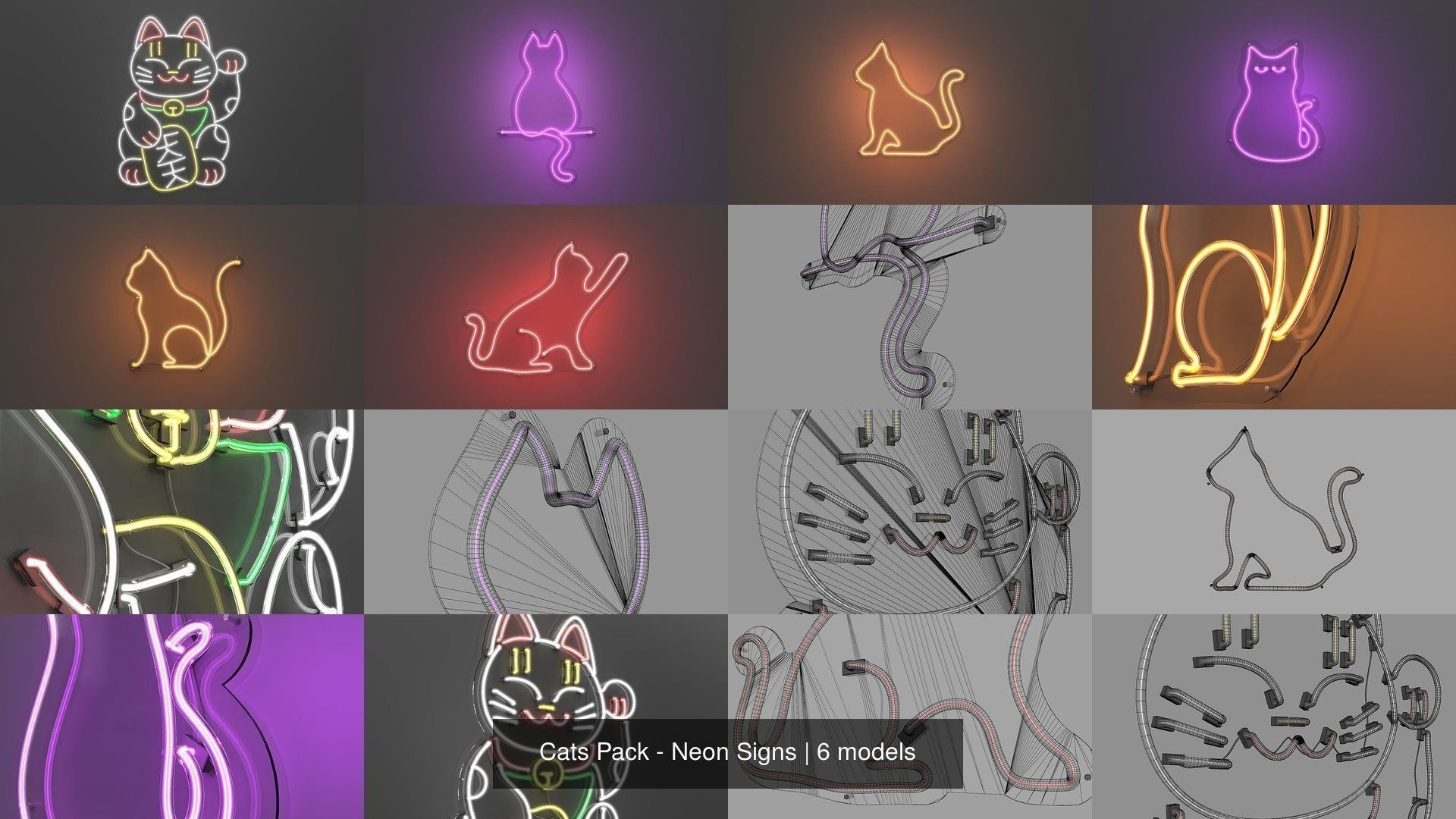 Cats Pack - Neon Signs 3D Model Collection | CGTrader