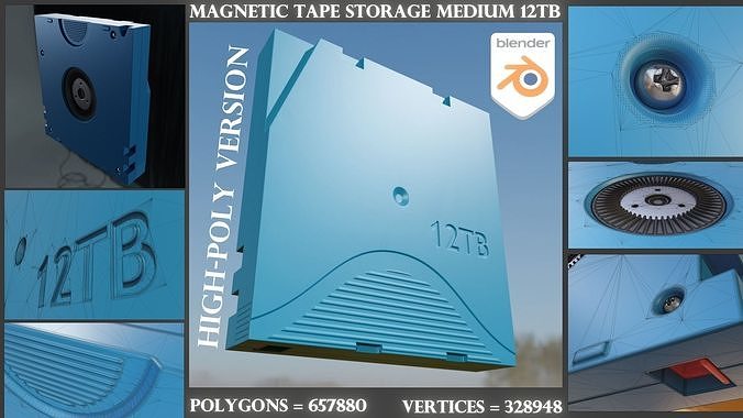 High-Poly Magnetic Tape Storage Medium 12TB Linear Tape-Open 3D model ...
