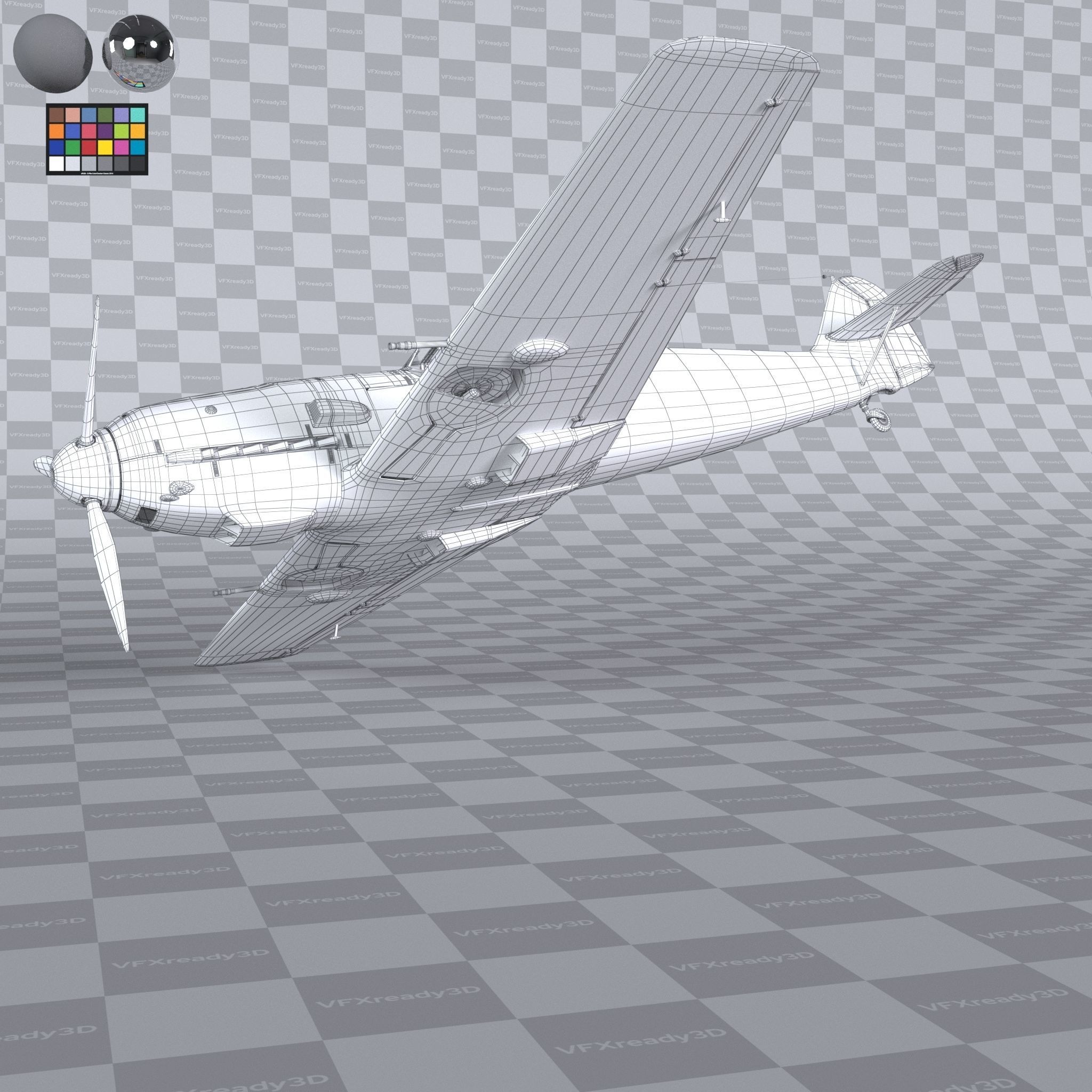 Messerschmitt BF109 German Fighter Airplane Grey V3 3D model rigged ...