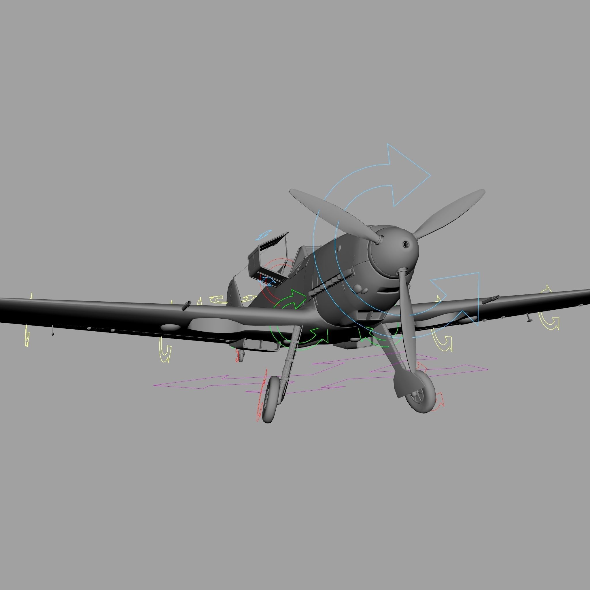 Messerschmitt BF109 German Fighter Airplane Green V3 3D model rigged ...