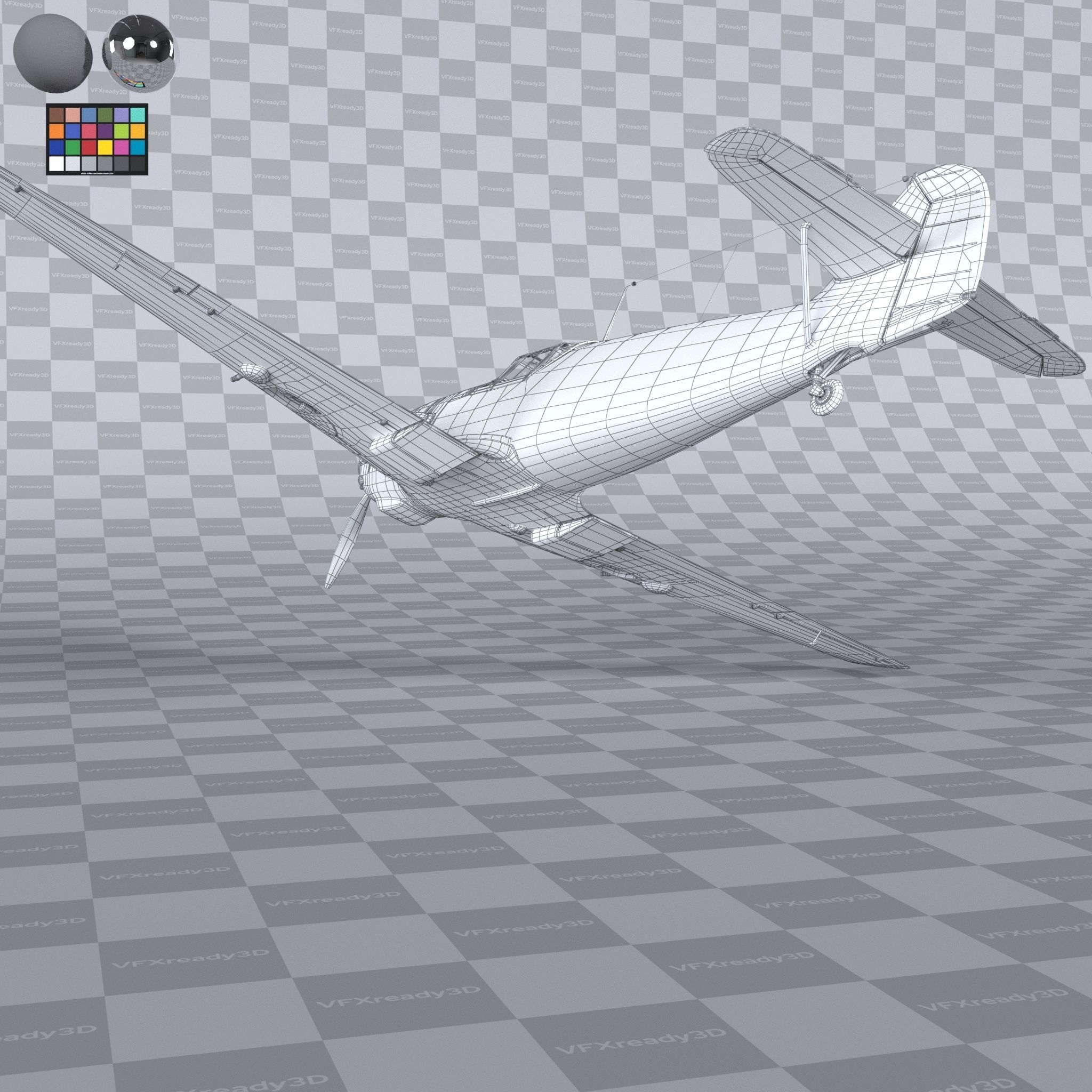 Messerschmitt BF109 German Fighter Airplane Green V1 3D model rigged ...