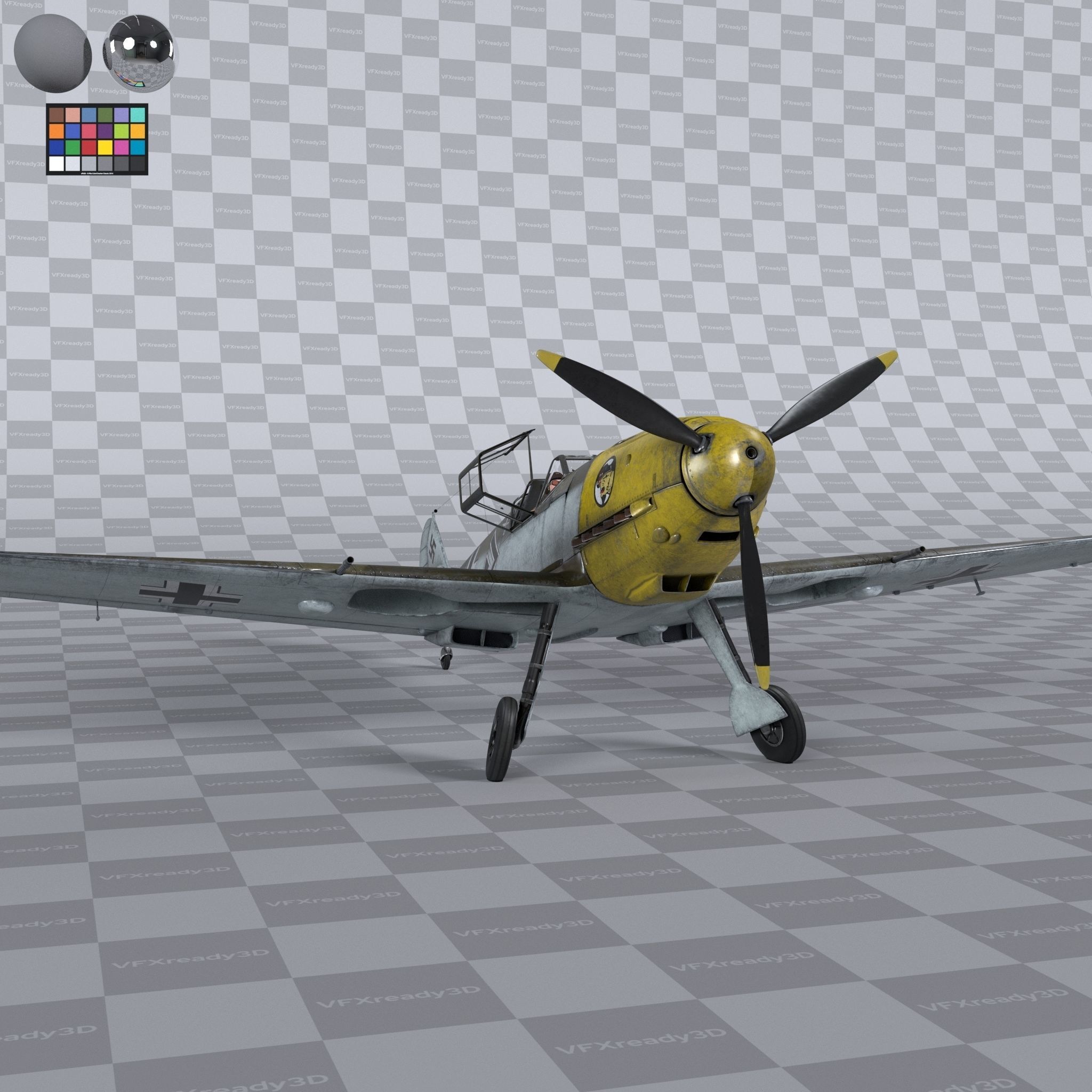 Messerschmitt BF109 German Fighter Airplane Desert V3 3D model rigged ...