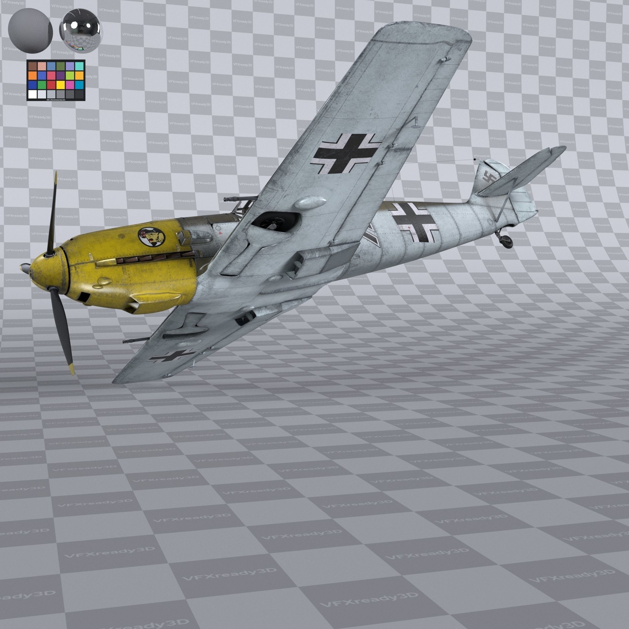 Messerschmitt BF109 German Fighter Airplane Desert V3 3D model rigged ...